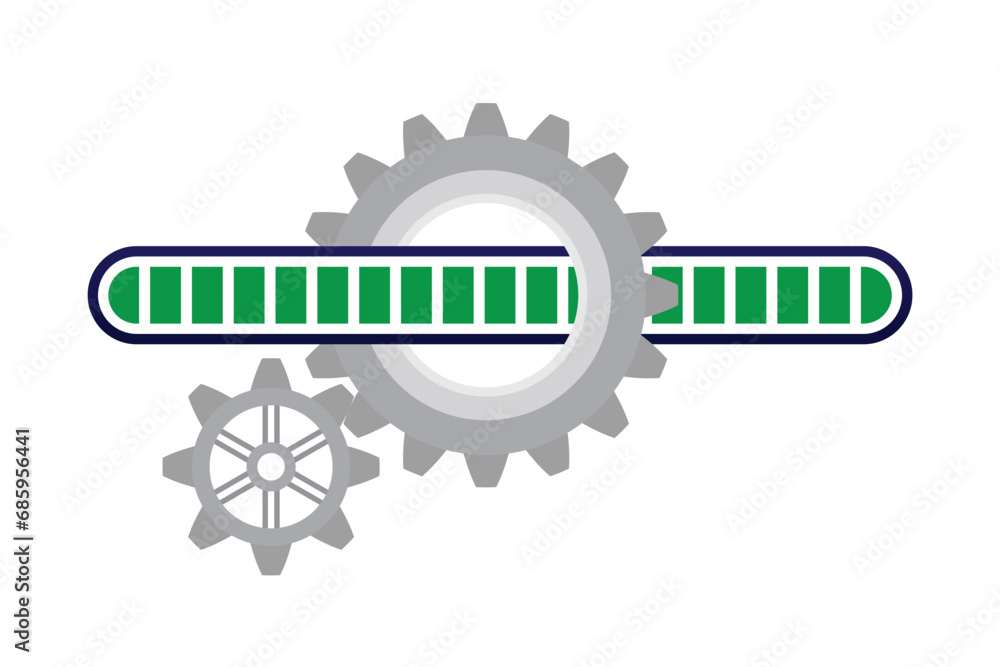 Loading bar progress status animation inside rotating gear isolated on ...