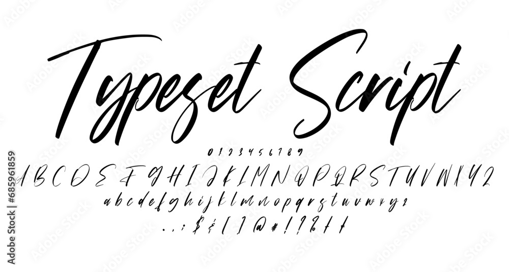 Typeset slanted Script handwritten font Best Alphabet Alphabet Brush ...