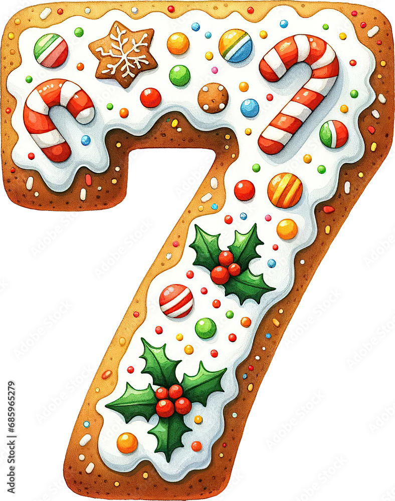 Number 7, seven, christmas gingerbread cookies number, xmas holiday ...