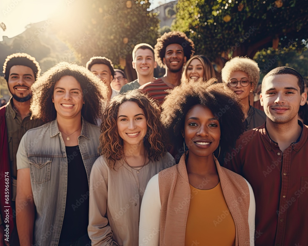 diverse group of people, multicultural community portrait, generational ...