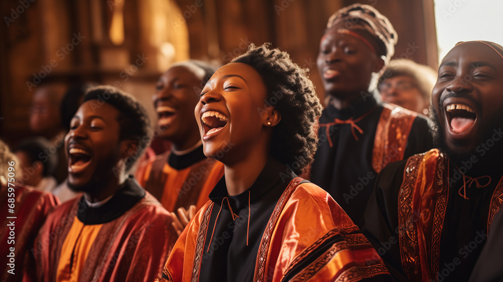 Black christian gospel singers of church praising Jesus Christ. Message ...