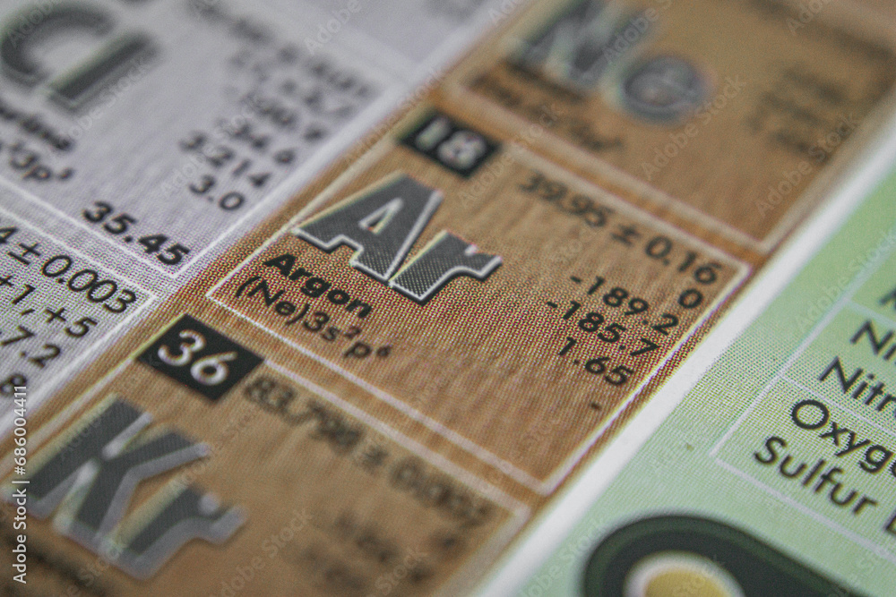 periodic table of element argon Stock Photo | Adobe Stock