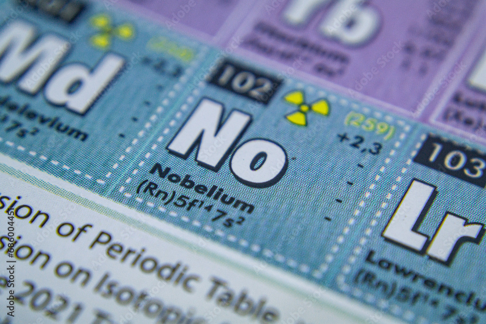periodic table of element nobelium Stock Photo | Adobe Stock