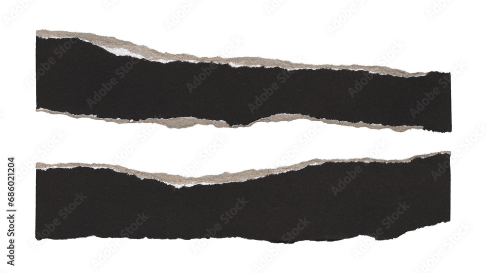 Set of torn and ripped paper stripes, lines with double edges from ...