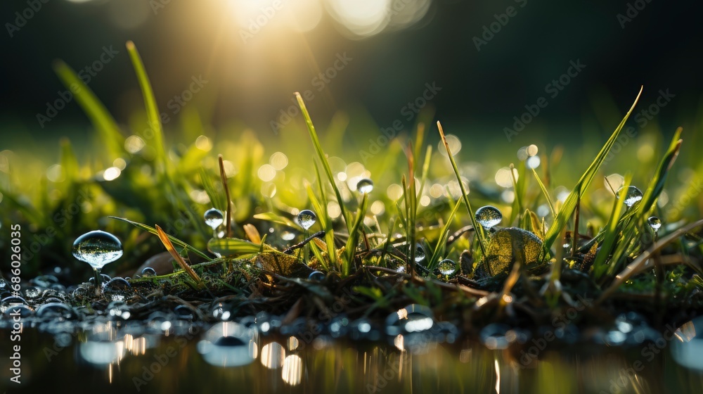 Wet Grass On Sunny Morning, HD, Background Wallpaper, Desktop Wallpaper ...
