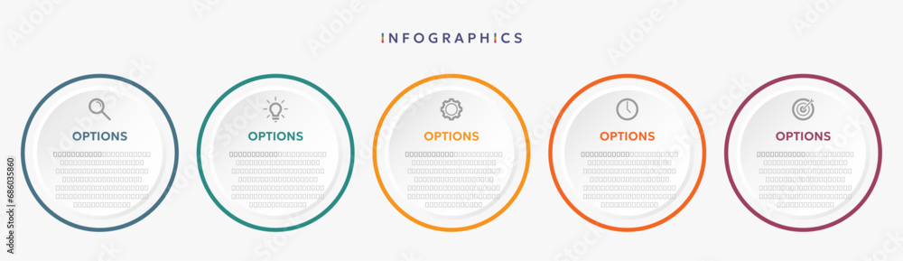 Paper infographic template with 5 circle options for presentation and ... Paper infographic template with 5 circle options for presentation and ...