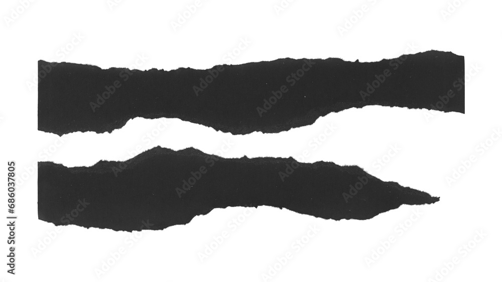 Set of torn and ripped paper stripes, lines from black paper in Y2K ...