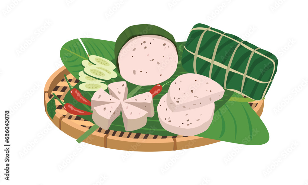 Vietnamese pork sausage vector. Lean pork pie cartoon. Vietnamese ...