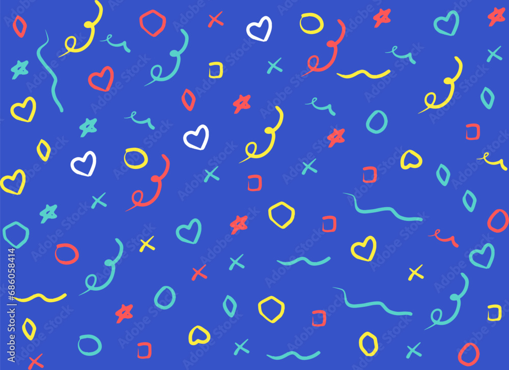 Colorful background with doodle. Vector blue background with doodles ...