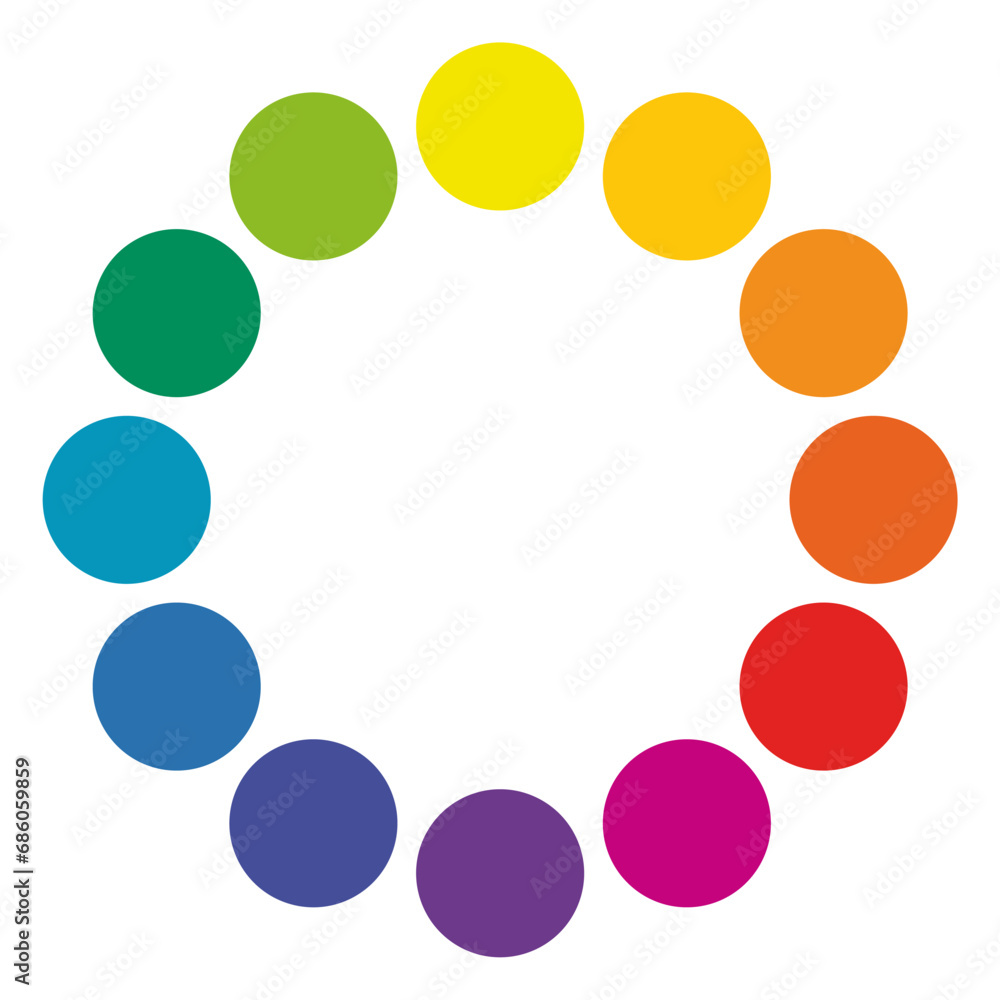 Poster 12 sectioned color wheel with circles,Color wheel palette ...