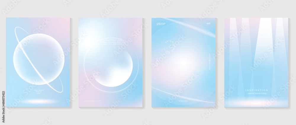 Aesthetic poster design set. Cute gradient holographic background ...