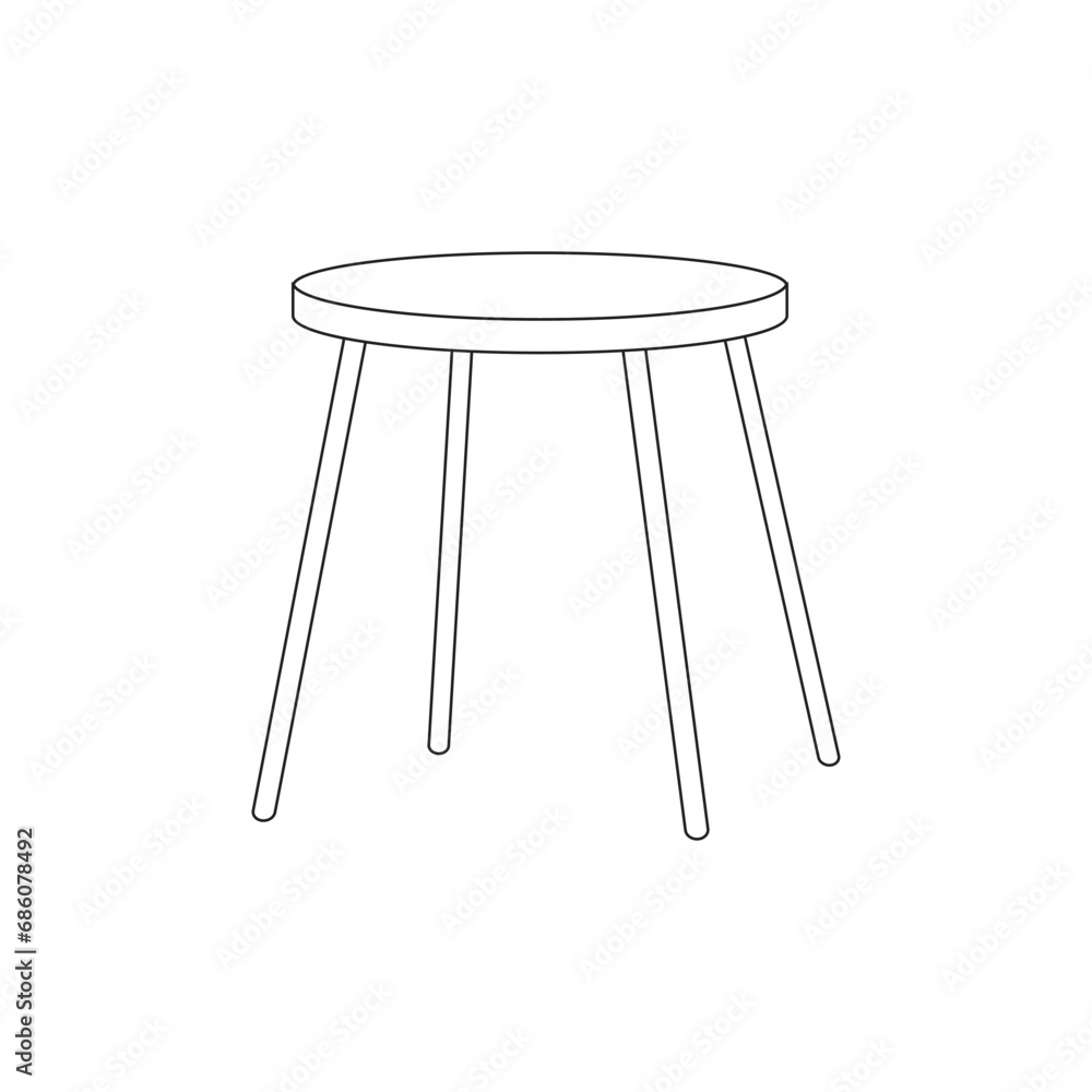 Coloring Page for kids. Bar stool icons cartoon vector. Chair bench ...