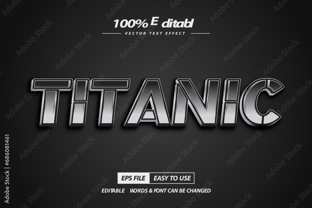 Titanic text effect editable movie text style high quality Stock Vector ...