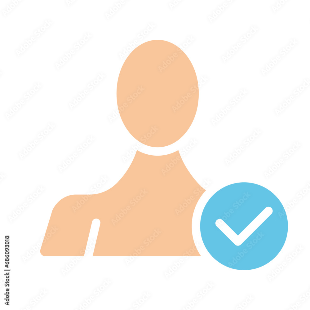 Man with a tick. Check mark, approved, agree, pass the test, identity ...