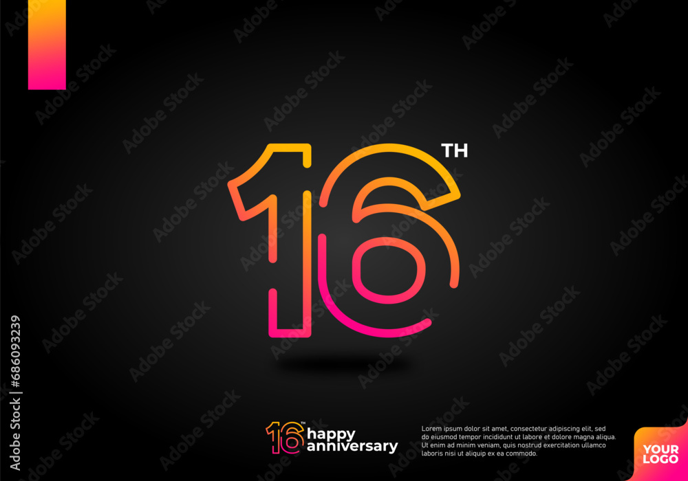 Number 16 logo icon design, 16th birthday logo number, anniversary 16 ...