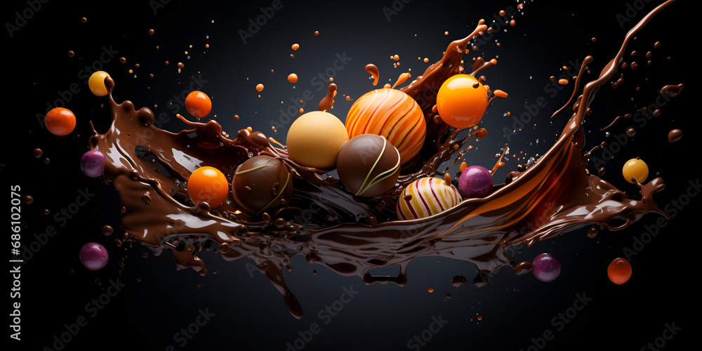 Chocolate creative splash backgrounds. chocolate ball creative design ...