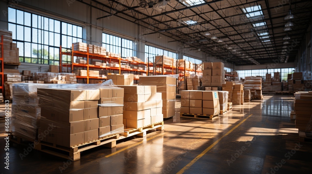 Warehouse or industry building interior. Part of storage and shipping ...