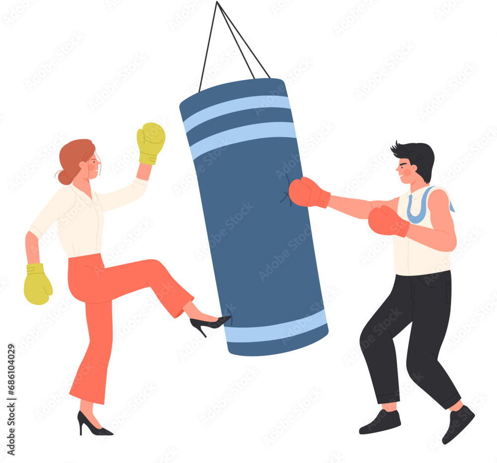 Employees boxing in office interior isolated vector illustration ...