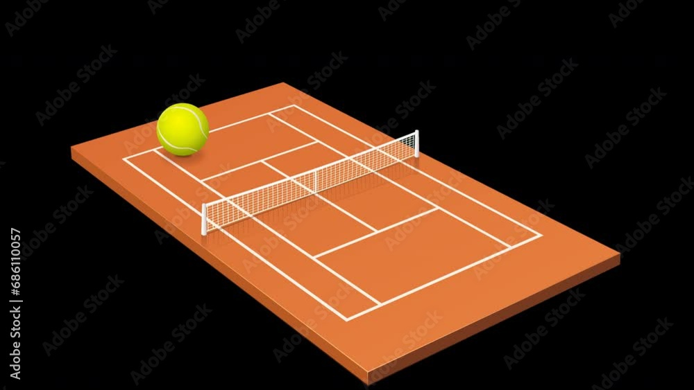 Animation loop of a tennis ball bouncing on both sides of a net on a ...