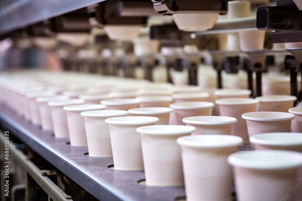 Inside View of Running Paper Cup Manufacturing Unit with Conveyor ...