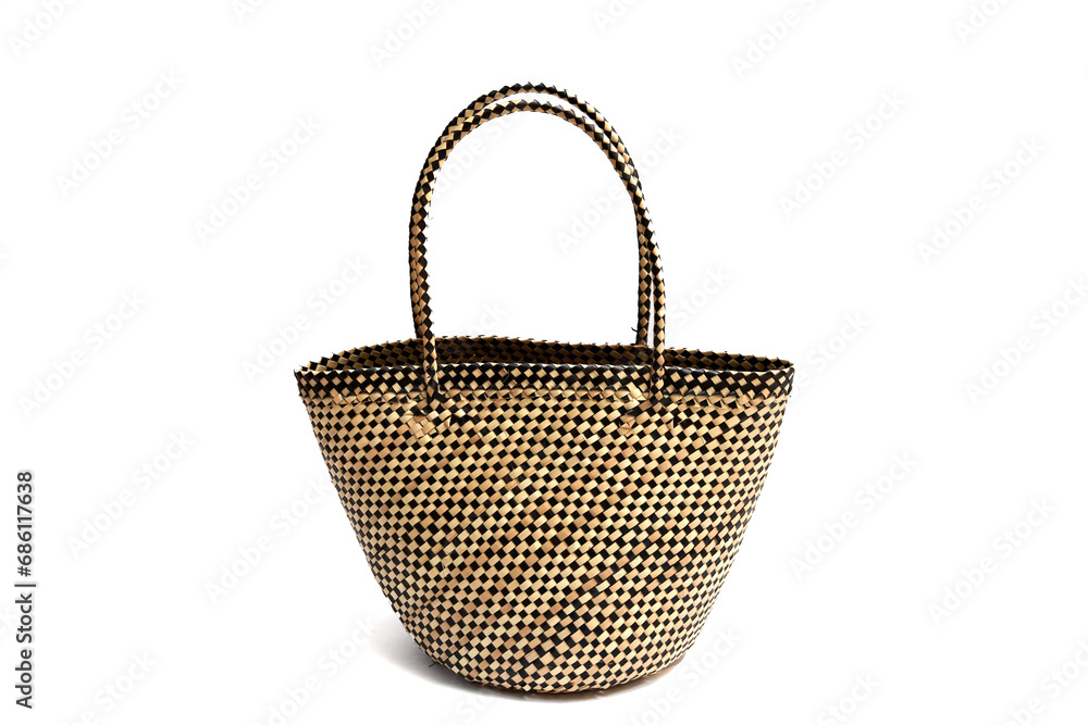 Palm fiber bags handwoven by talented craftsmen in Indonesia. An ...