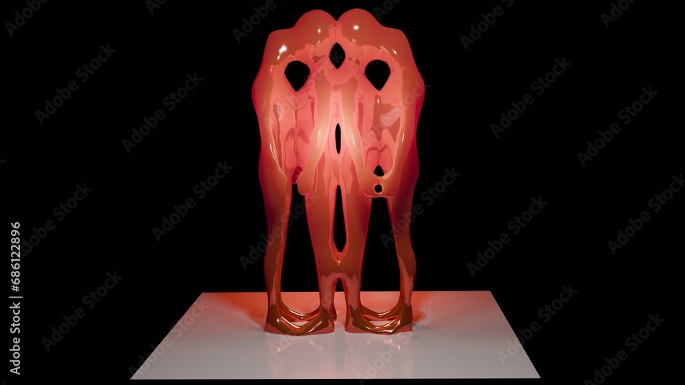 Fused people. Human bodies fused together. Human bodies standing close ...