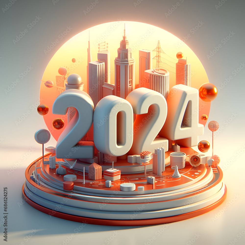 2024, new year, city, business, urban, skyline, building, cityscape ...