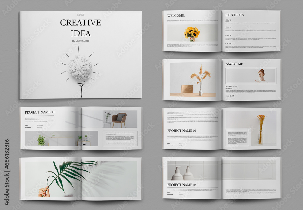 Minimal Landscape Magazine Layout Stock Template | Adobe Stock