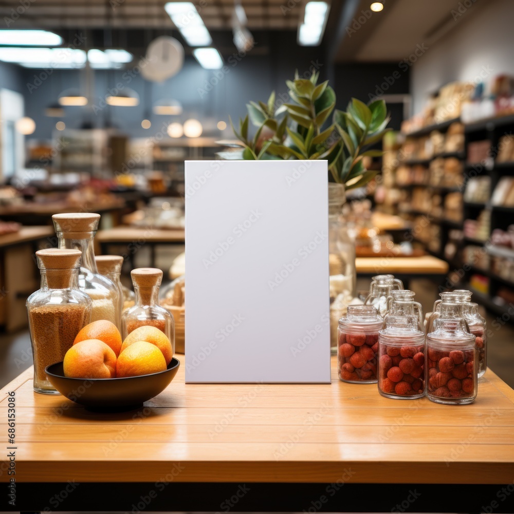 Clean white blank boards for advertising banners in shop and ...