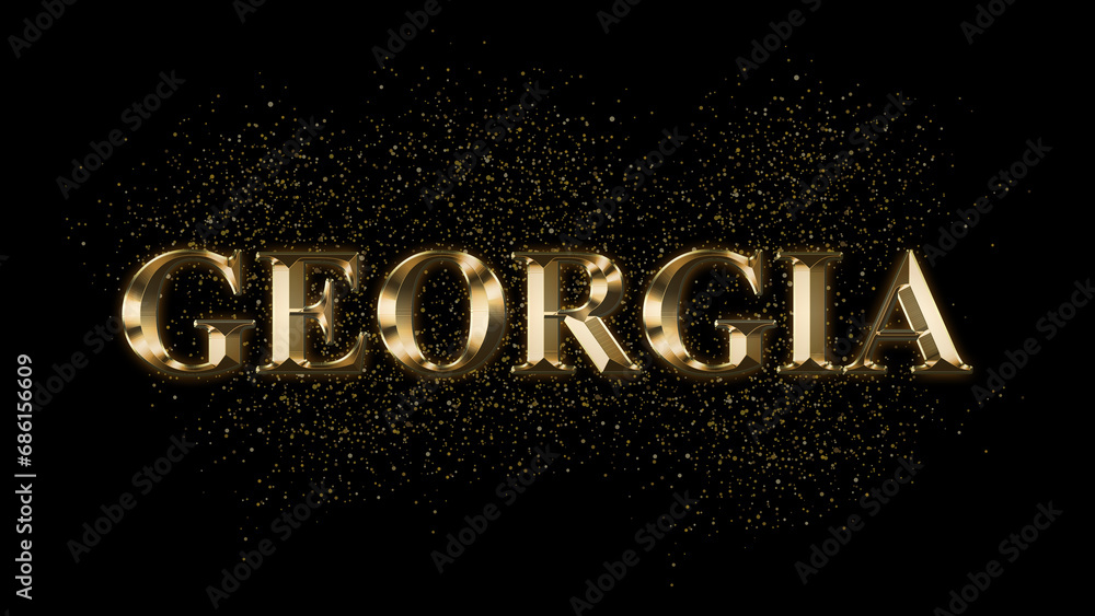 GEORGIA Gold Text Effect on black background, Gold text with sparks ...