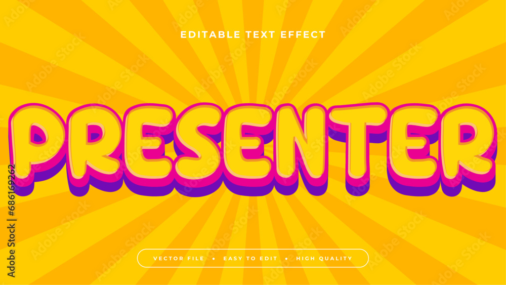Editable text effect. Yellow presenter text on comic effect background ...