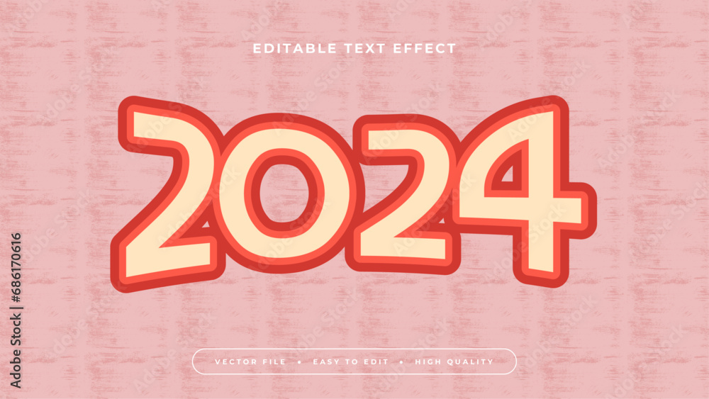 Editable text effect. 2024 stye pink background Stock Vector | Adobe Stock