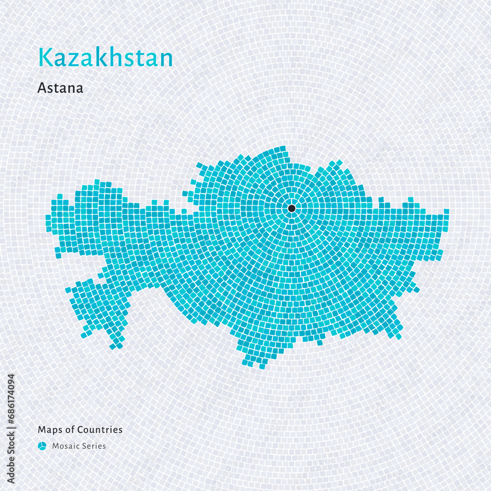 Poster Kazakhstan, Qazaqstan Map with a capital of Astana Shown in a ...