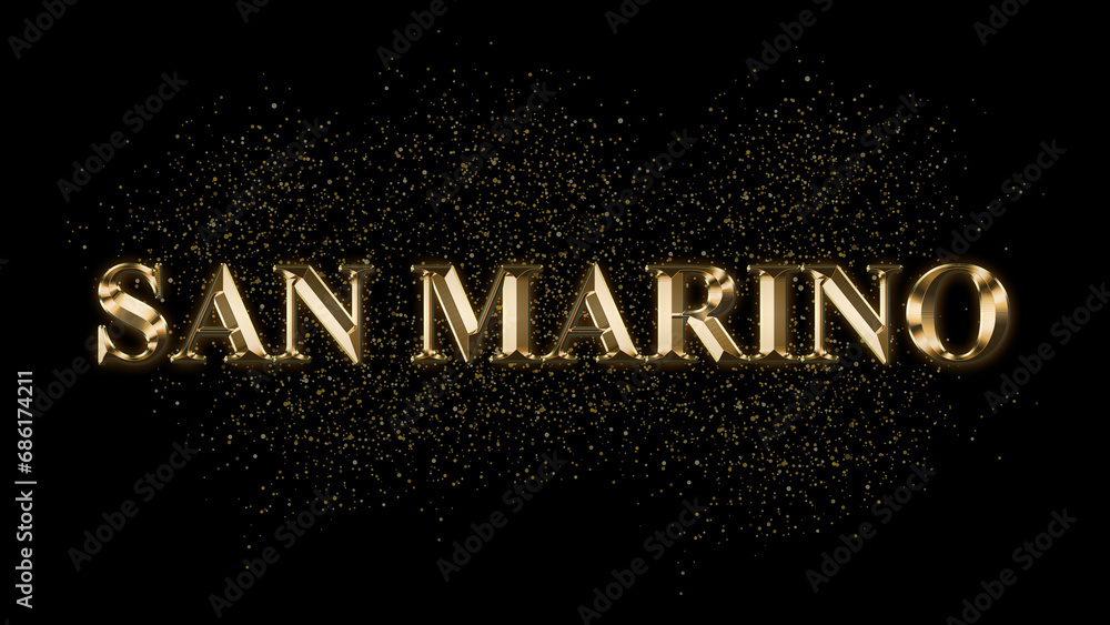 SAN MARINO Gold Text Effect on black background, Gold text with sparks ...