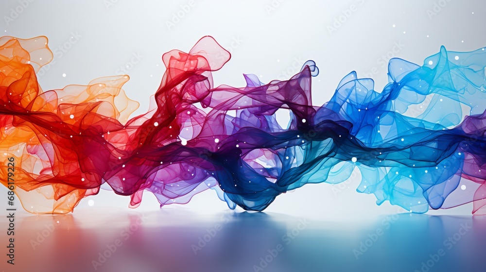 Rhythmic Waves of Color: Luminous Ribbons Dance Across a Reflective ...