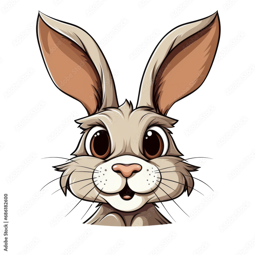 Cartoon rabbit head isolated on transparent background. AI generated ...