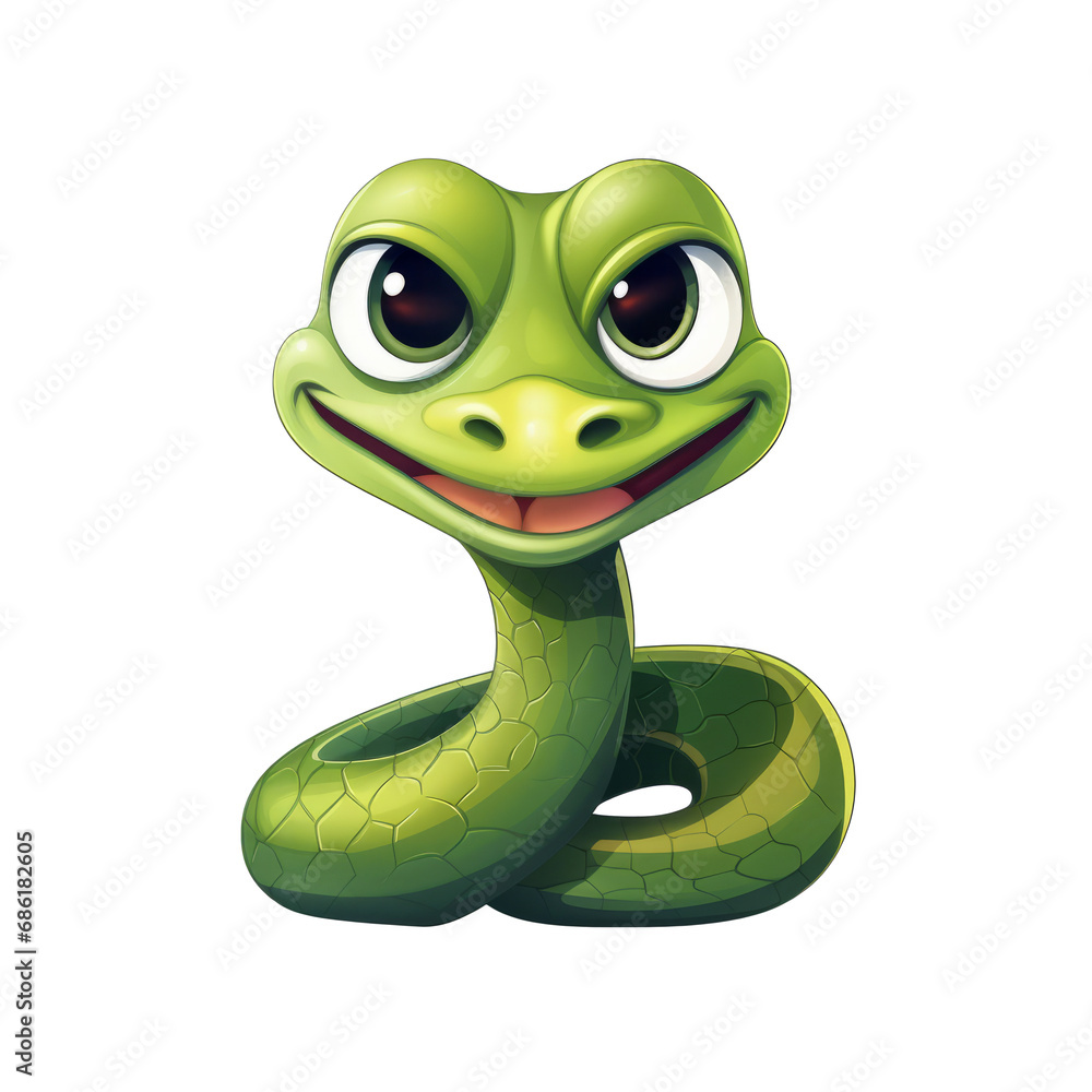 Cartoon snake head isolated on transparent background. AI generated ...