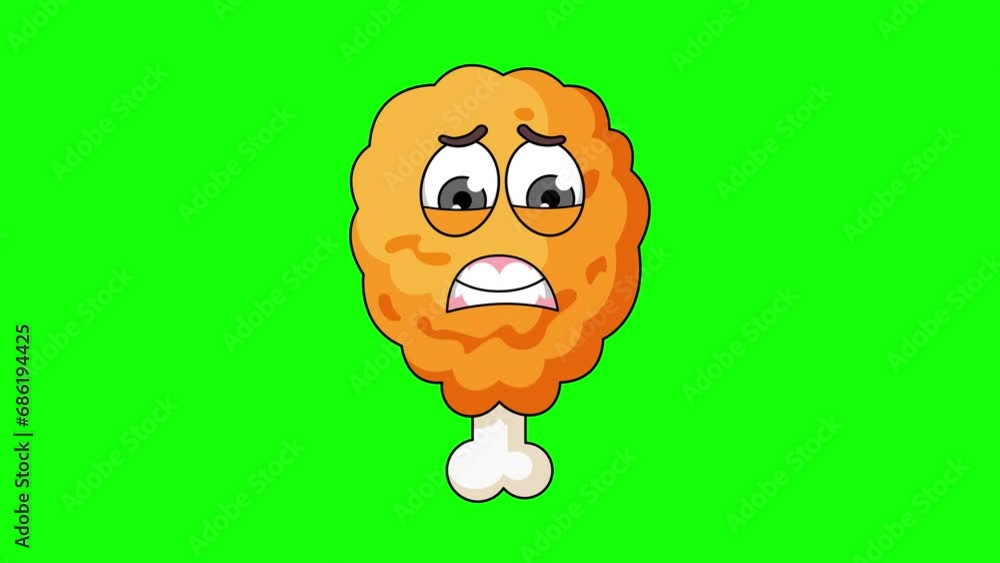 fried chicken cartoon with a face screaming in fear, emoji emoticon ...