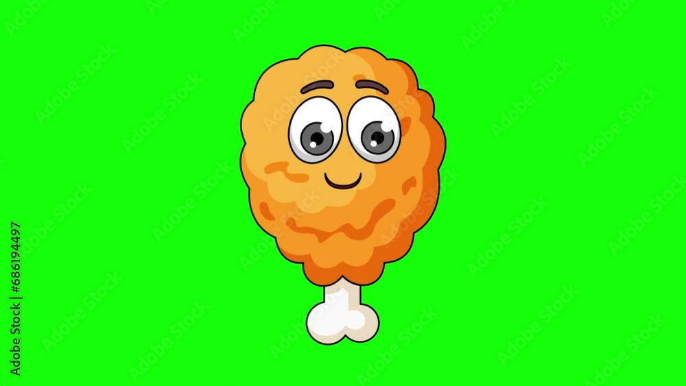 fried chicken cartoon with a smiling face with heart eyes, emoji ...