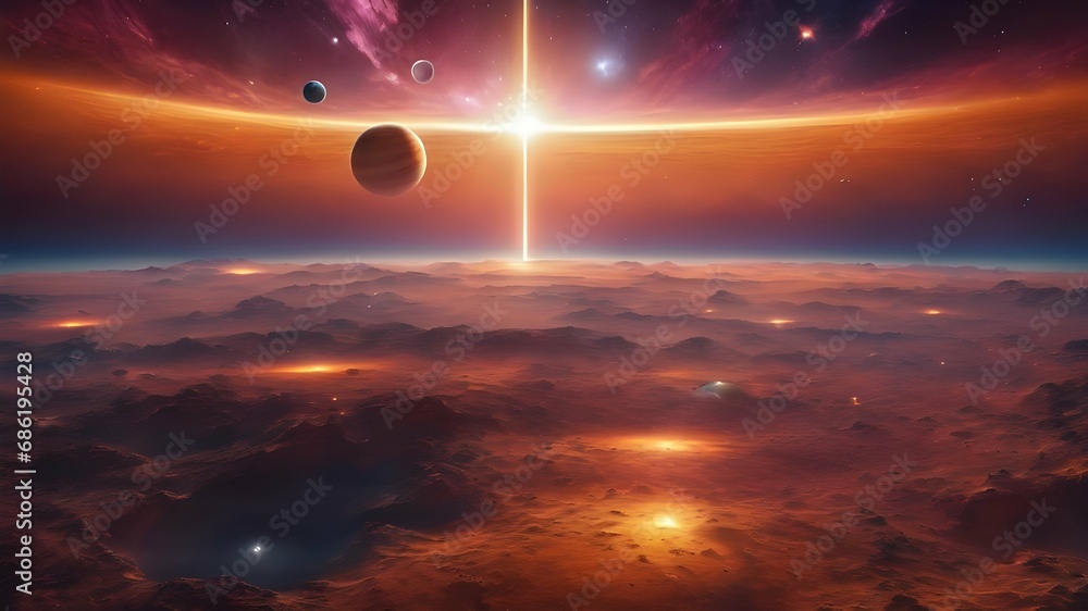 Fictional wallpaper of the space full of planets, stars and solar ...