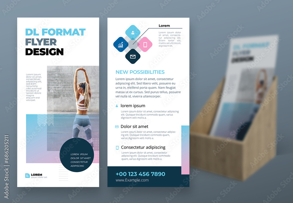 Business Dl Flyer Layout with Blue Purple flat Elements Stock Template ...