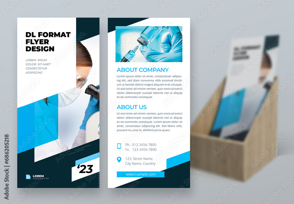 Dl Flyer Layout with Blue flat Elements Stock Template | Adobe Stock