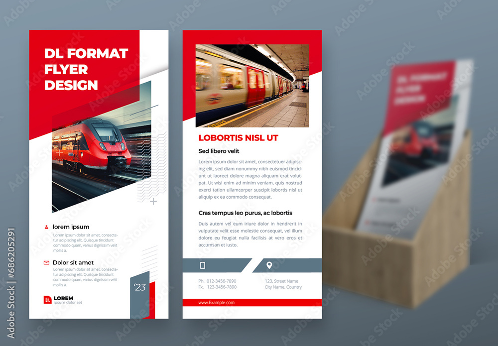Business Dl Flyer Layout with Red flat Dynamic Elements Stock Template ...