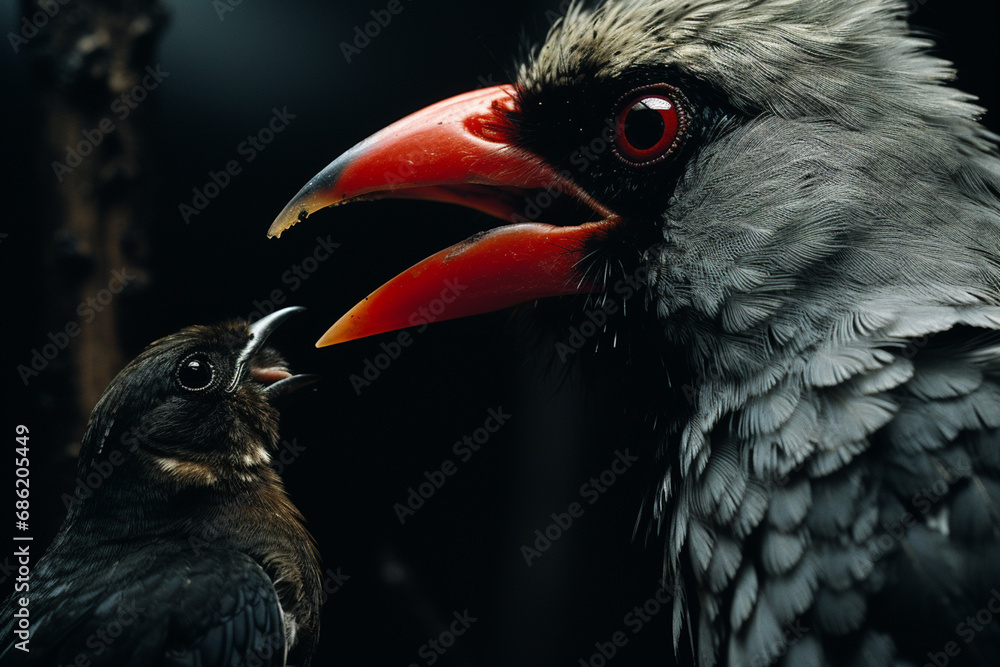 An illustration depicting the symbiotic relationship between oxpeckers ...