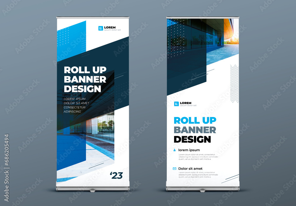 Retractable Banner Layout with Color flat Dynamic Elements Stock ...