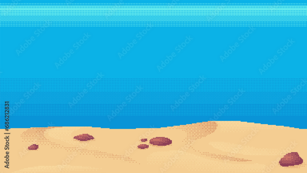 Pixel art underwater background for game or mobile app. Seafloor vector ...