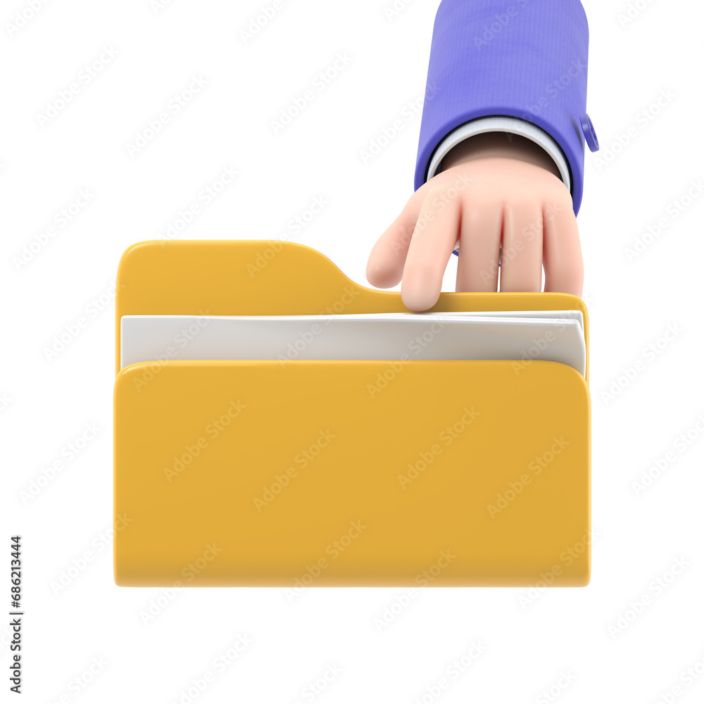 Cartoon Gesture Icon Mockup.Looking for information in a folder with ...