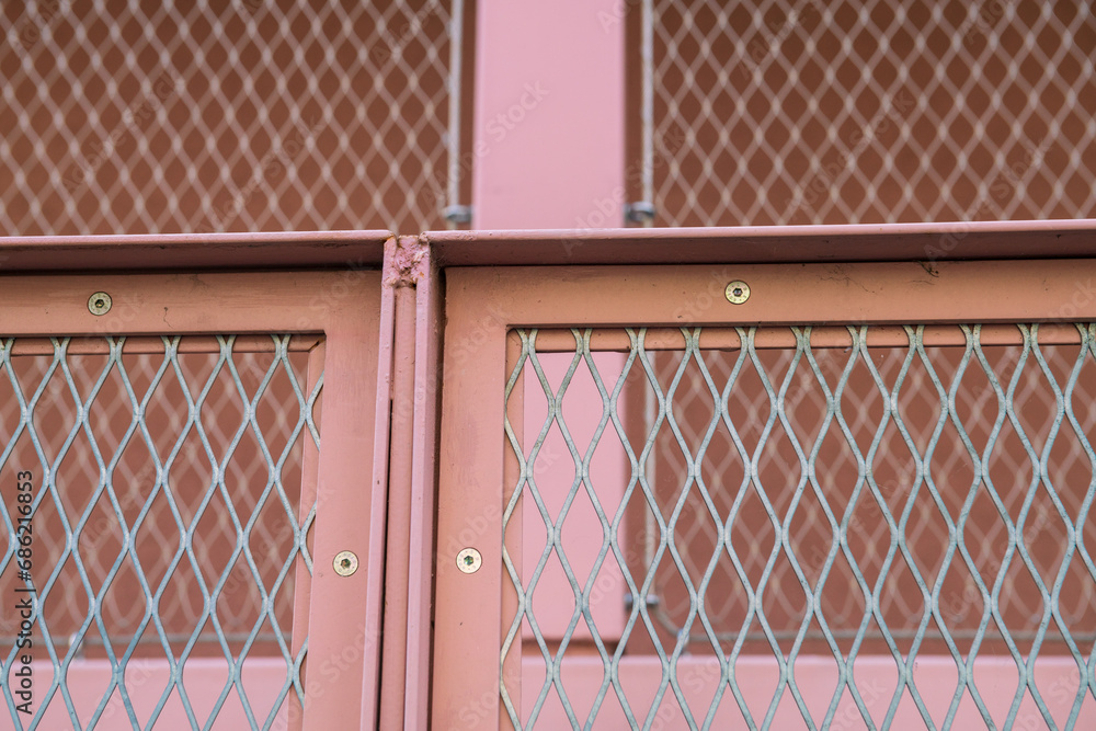 fence, metal grid electrowelded in steel, construction details of a ...