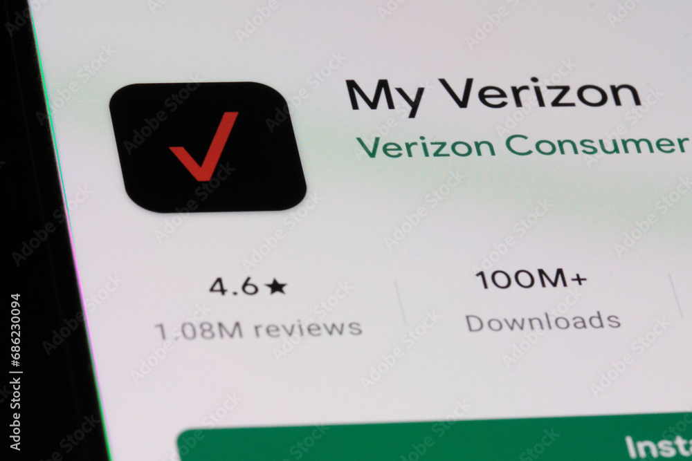 Shanghai,China-Nov.30th 2023: Verizon app icon and company brand logo ...