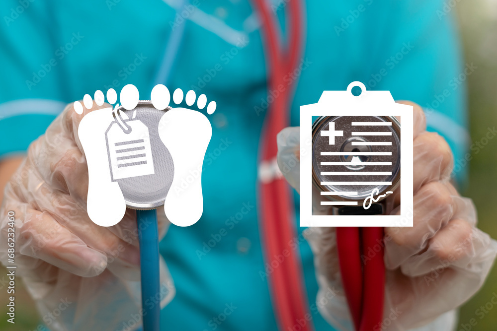 Pathologist using virtual touch screen represents concept: AUTOPSY ...